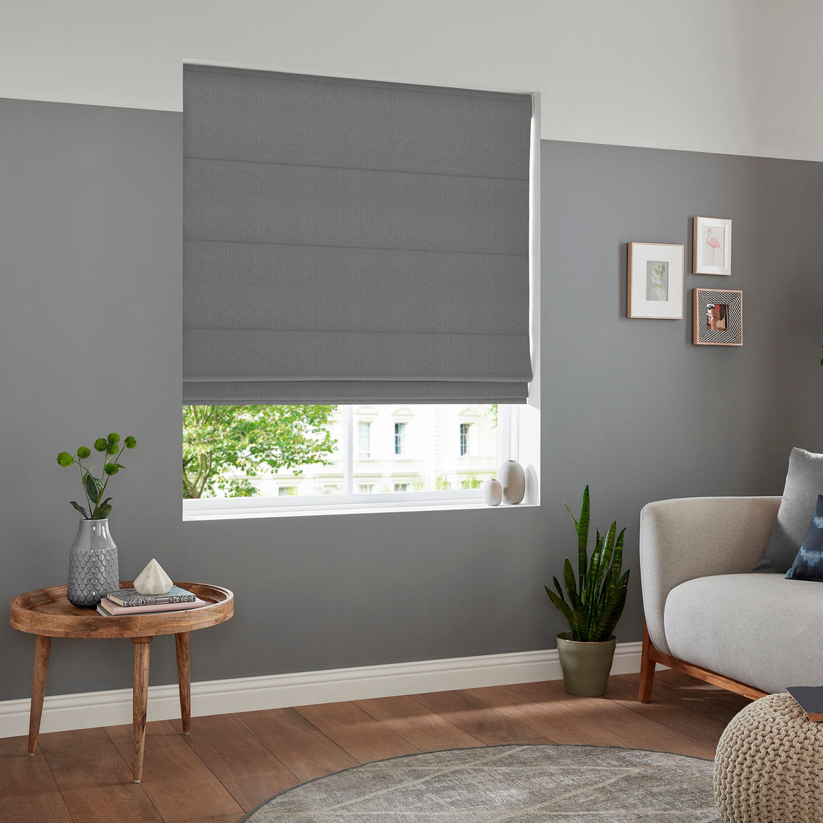 Hugo Charcoal Roman Blind – Barnes Blinds and Interiors