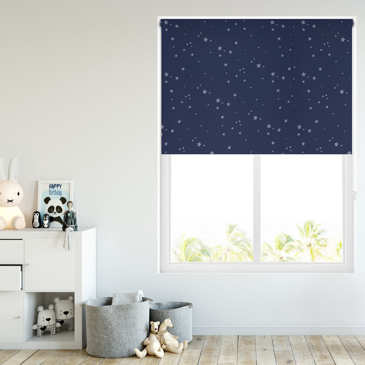 GLO Stars Navy Thermal Blackout Roller Blind – Barnes Blinds and Interiors