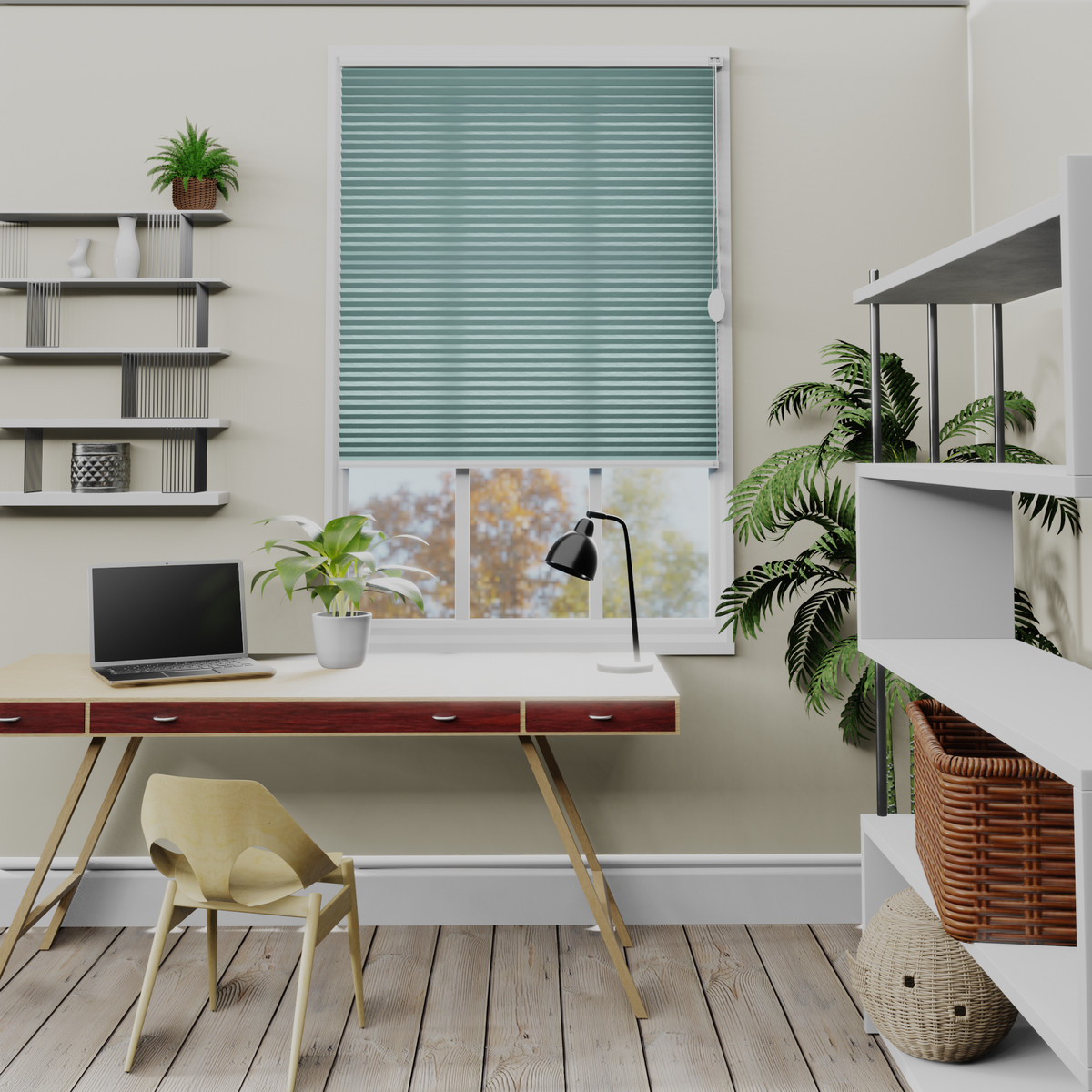 Nina Turquoise Pleated Blind – Barnes Blinds and Interiors